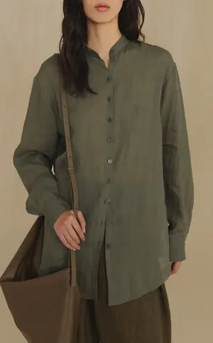 CORTANA Raoul Ramie Top - Green
