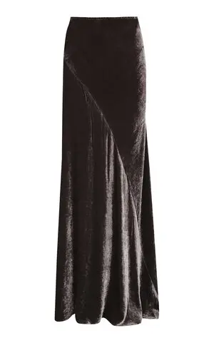 CORTANA Iris Velvet Maxi Skirt - Brown
