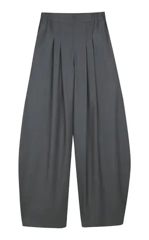 CORTANA Ahora Pleated Wool Wide-leg Trousers - Navy