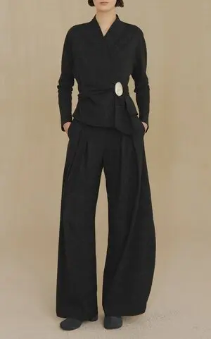CORTANA Tiempo Wool-silk Wide Leg Pants