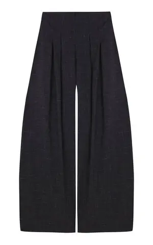 CORTANA Tiempo Wool-silk Wide Leg Pants - Black