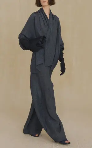 CORTANA Anhelo Silk Chiffon Wide Leg Pants