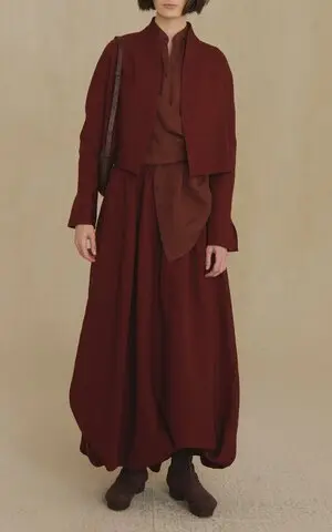 CORTANA Margot Linen-wool Maxi Skirt - Red
