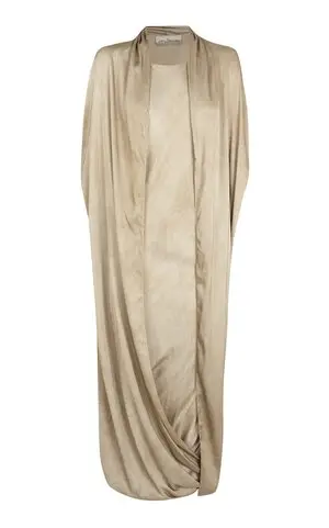 CORTANA Mars Satin Maxi Cape Dress - Neutral