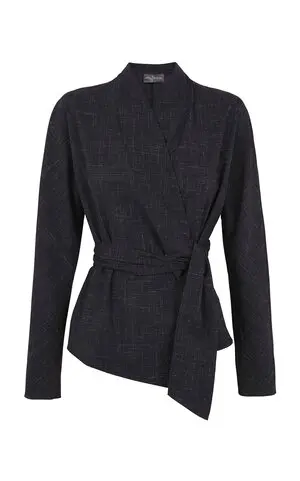 CORTANA Wool-silk Blend Wrap Jacket - Black