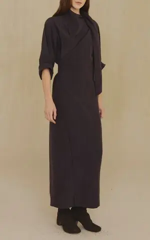CORTANA Sofia Linen-silk Maxi Dress