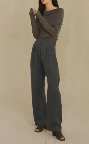 CORTANA Kyo Linen-wool Straight Leg Pants