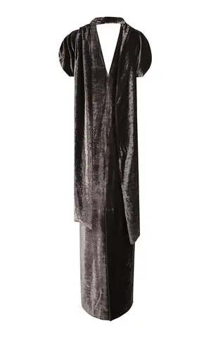 CORTANA Iris Velvet Maxi Dress - Dark Grey