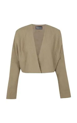 CORTANA Ser Linen-wool Jacquard Jacket - Brown