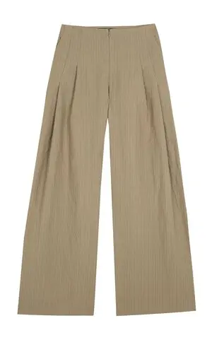 CORTANA Ser Linen-wool Jacquard Wide-leg Pants - Brown