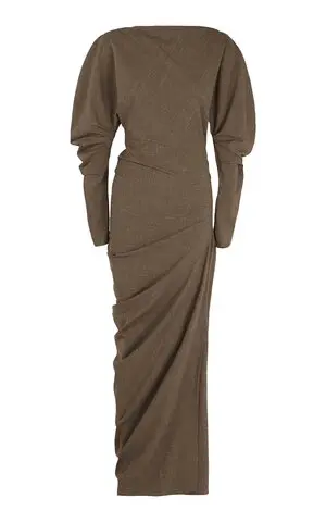 CORTANA Timeless Wool-silk Maxi Dress - Brown