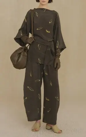 CORTANA Thea Silk Straight Leg Pants