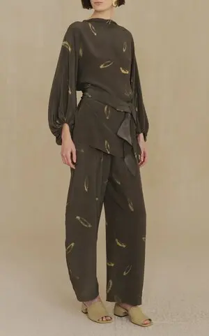CORTANA Thea Silk Straight Leg Pants