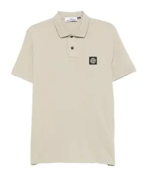 Stone Island Logo-patch Piqué Polo Shirt - Sand-colored