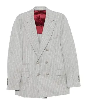 Brunello Cucinelli Pinstripe-pattern Double-breasted Blazer - Gray