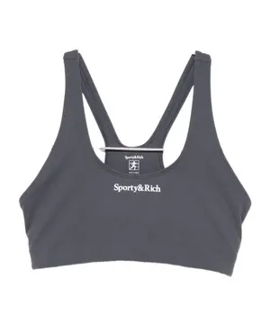 SPORTY  RICH Cropped Sports Tank Top - Gray