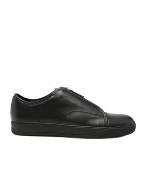 LANVIN Zip-front Leather Sneakers - Black