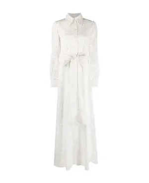 Alberta Ferretti Floral-print Long-sleeve Dress - White