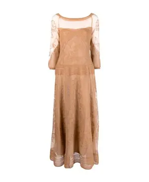 Alberta Ferretti Logo Dress - Nude