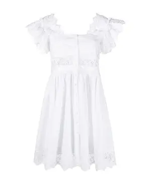 Alberta Ferretti Square-neck Fluted Midi Dress