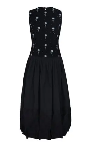 CHORUS Colette" Embroidered Floral Embellished High Neck Midi Dress