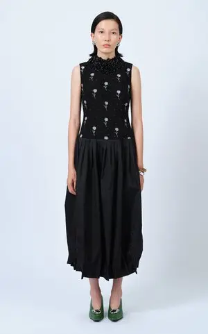 CHORUS Colette" Embroidered Floral Embellished High Neck Midi Dress