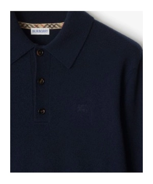 Burberry Ekd Embroidered Knitted Polo Shirt - Navy