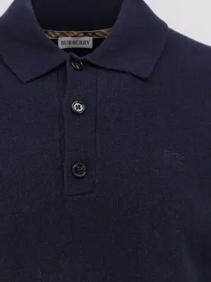 Burberry Ekd Embroidered Knitted Polo Shirt - Navy