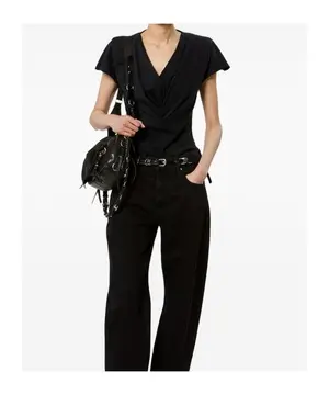 Isabel Marant Étoile Nadrine Draped V-neck Top - Black