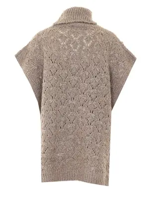 Fabiana Filippi High Neck Knitted Cape - Gray