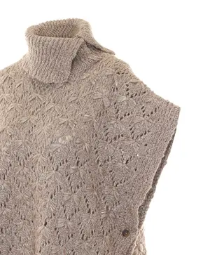 Fabiana Filippi High Neck Knitted Cape - Gray