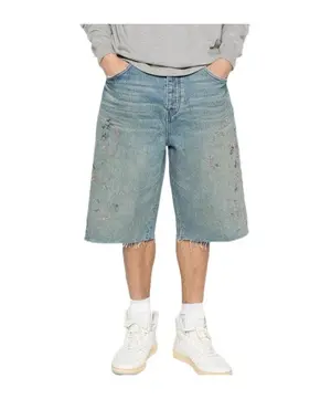 PURPLE BRAND Distressed Denim Shorts With Raw Hem
