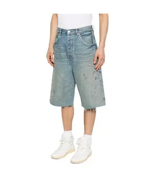 PURPLE BRAND Distressed Denim Shorts With Raw Hem