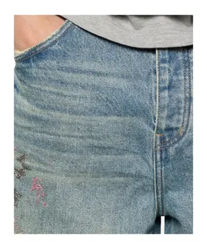 PURPLE BRAND Distressed Denim Shorts With Raw Hem