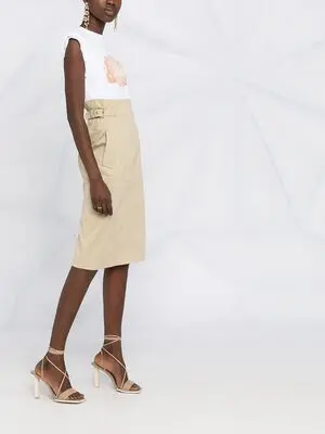 Alberta Ferretti Buckled Strap Pencil Skirt