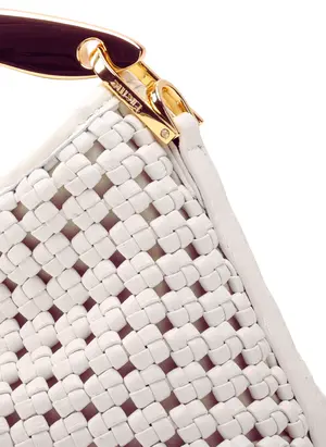 ELLEME Mini Boomerang Woven Leather Bag - White