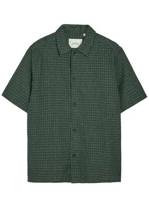 LES DEUX Checked Seersucker Shirt - Green