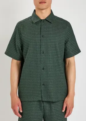 LES DEUX Checked Seersucker Shirt