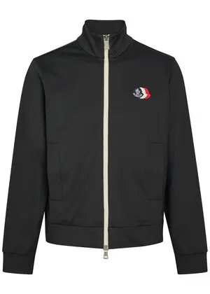 Moncler Logo-appliquéd Jersey Jacket - Dark Blue