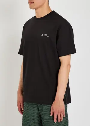 LES DEUX Logo-embroidered Cotton T-shirt