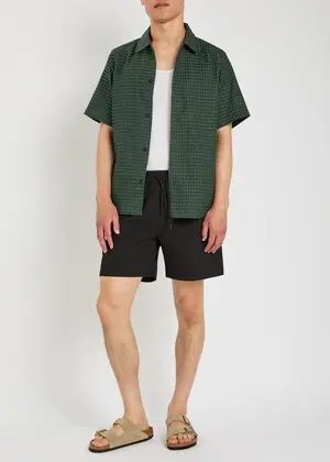LES DEUX Seersucker Swim Shorts With Embroidered Logo