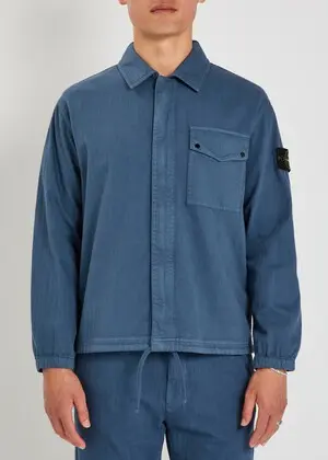 Stone Island Logo-appliquéd Herringbone Cotton Jacket