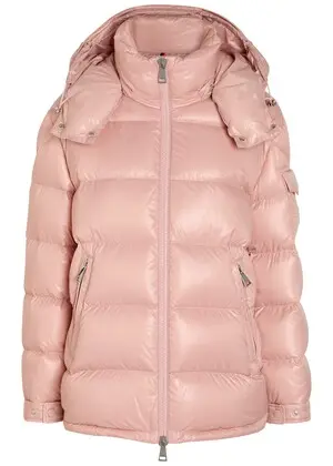 Moncler Maire Padded Hooded Laqué Nylon Jacket Light Pink