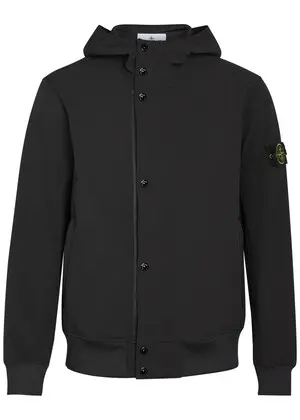 Stone Island Logo-appliquéd Water-resistant Hooded Soft Shell Jacket - Black