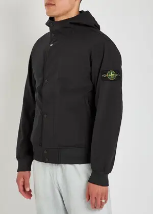Stone Island Logo-appliquéd Water-resistant Hooded Soft Shell Jacket