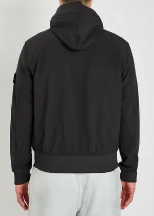 Stone Island Logo-appliquéd Water-resistant Hooded Soft Shell Jacket