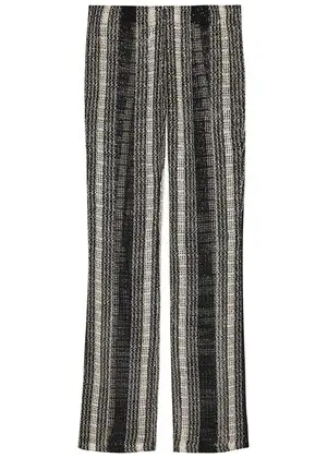 Missoni Striped Slim-leg Open-knit Beach Trousers - White And Black