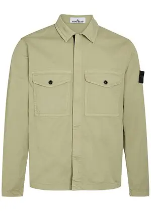 Stone Island Logo-appliquéd Stretch-cotton Overshirt - Green Light