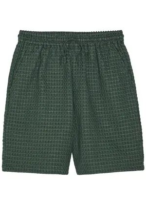 LES DEUX Checked Seersucker Shorts - Green