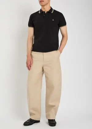VIVIENNE WESTWOOD Logo-embroidered Piqué Cotton Polo Shirt - Black